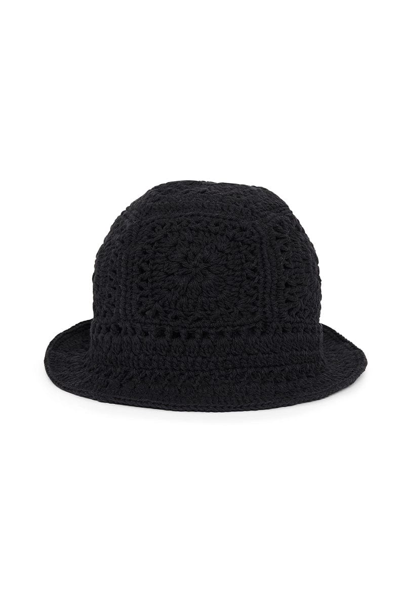 FAITHFULL THE BRAND- CALA BIANCA CROCHET BUCKET HAT (BLACK)