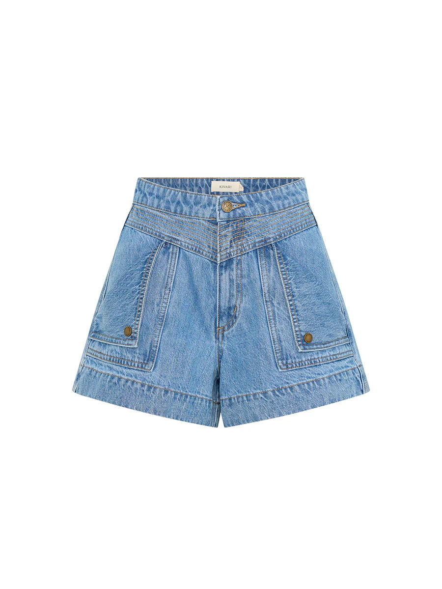 KIVARI - CELENE DENIM SHORTS (STONEWASH BLUE)