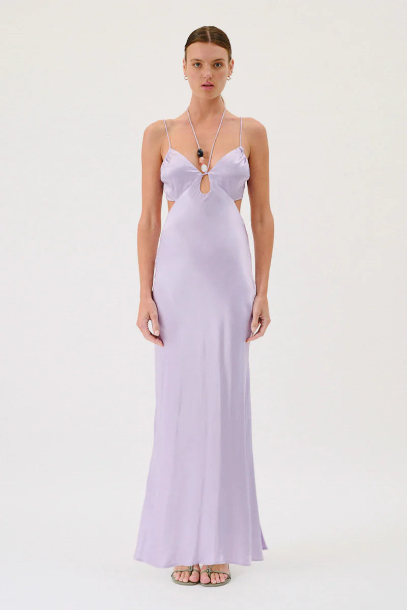 SUBOO - MILLENIA TWIST FRONT HALTER MAXI DRESS (LILAC)