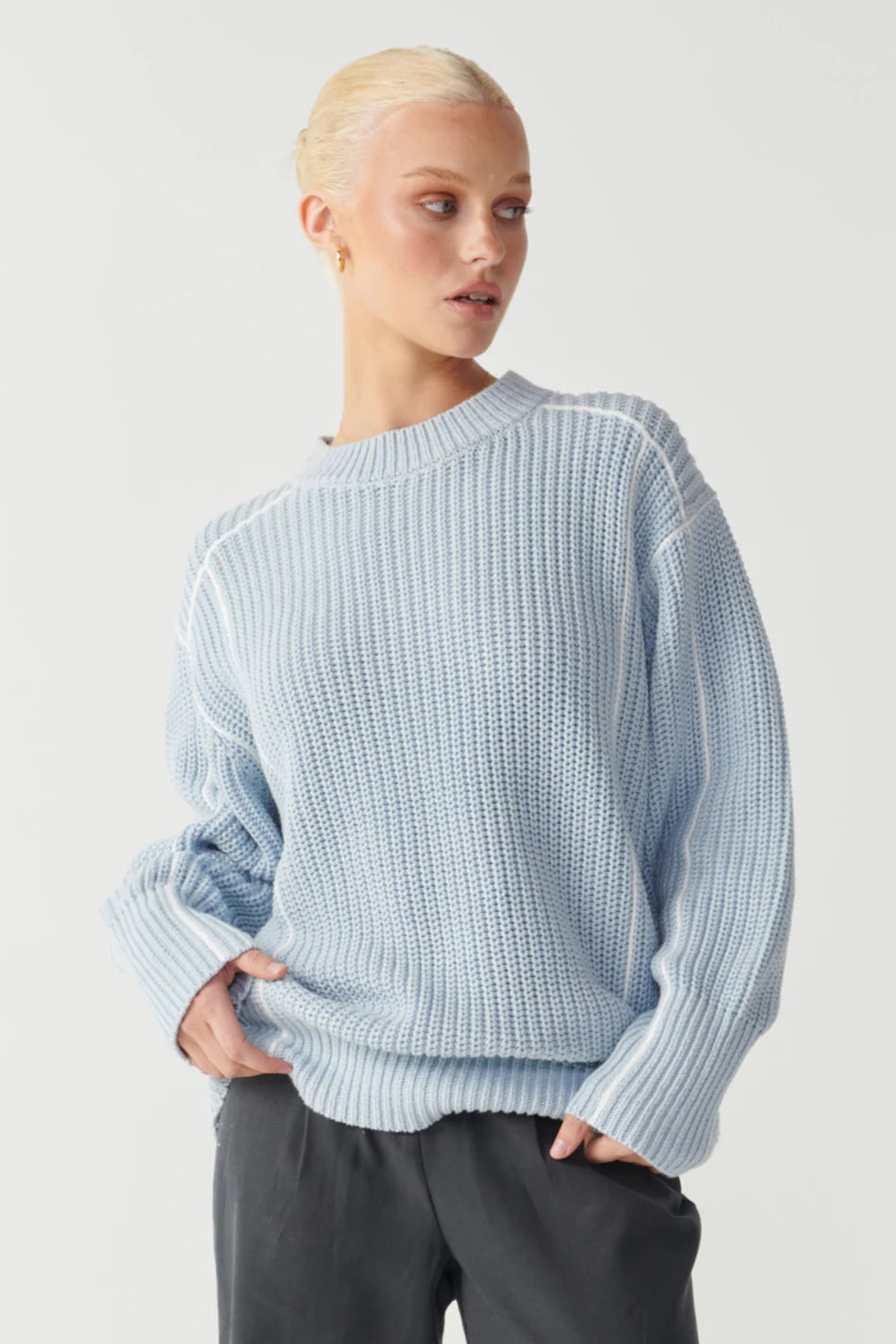 RAEF THE LABEL - MYLAH OVERSIZED CREW KNIT (SKY)